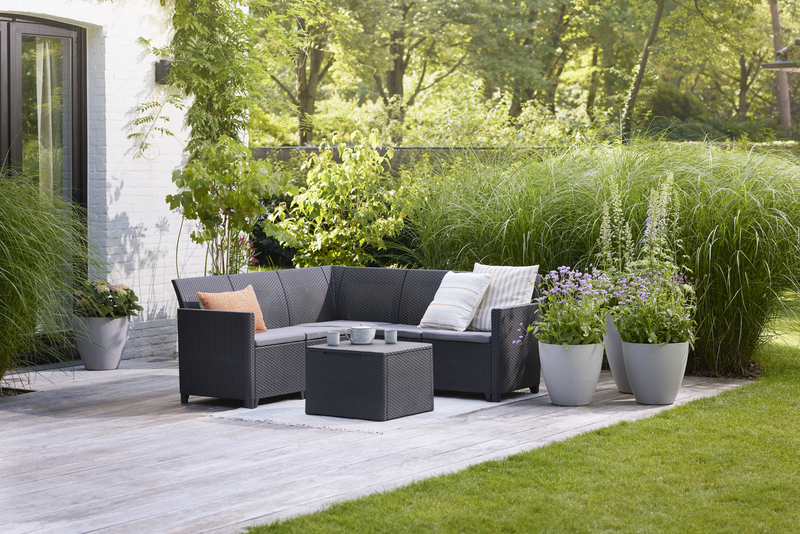Marie corner 5 seater set with storage table - KETER Lifestyle